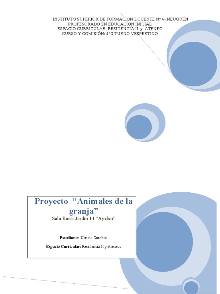 PROYECTO Animales de La Granja | PDF | Educación de la primera infancia ...