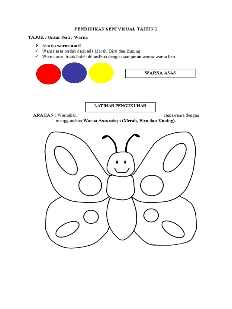 Nota Dan Latihan P.Seni Visual Tahun 1 | PDF