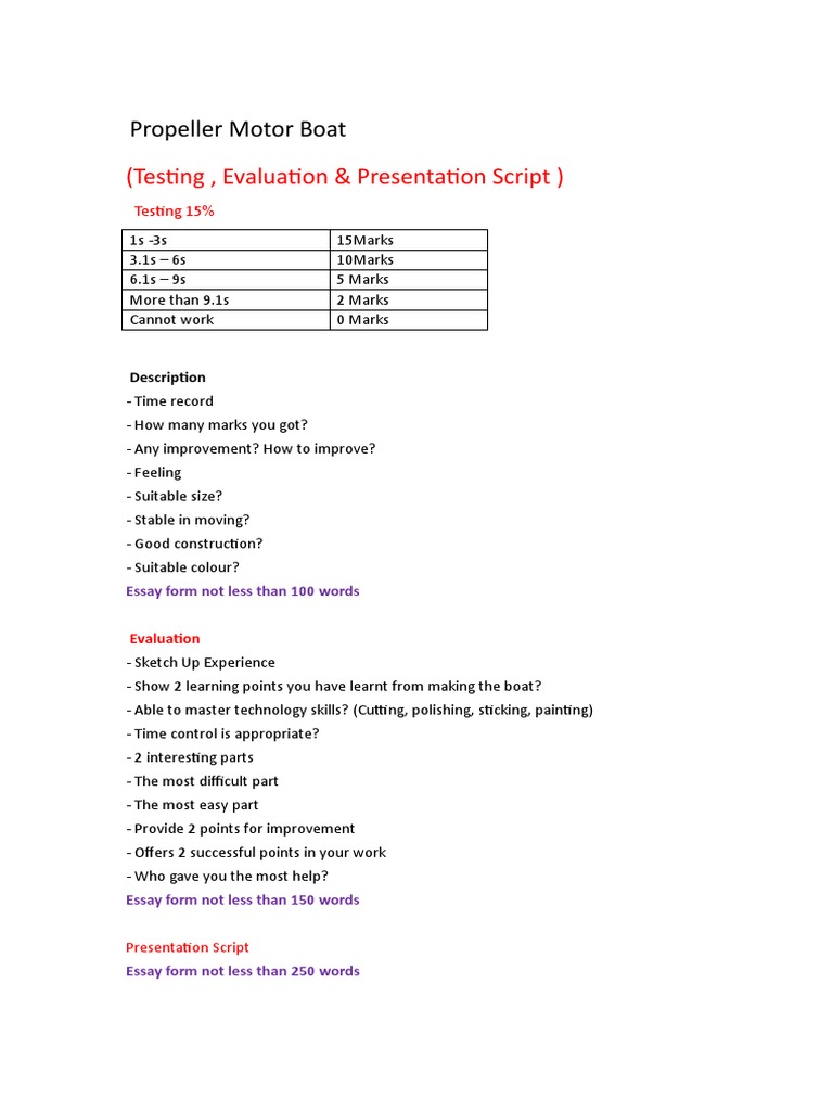 Testing - Evaluation & Presentation Script | PDF