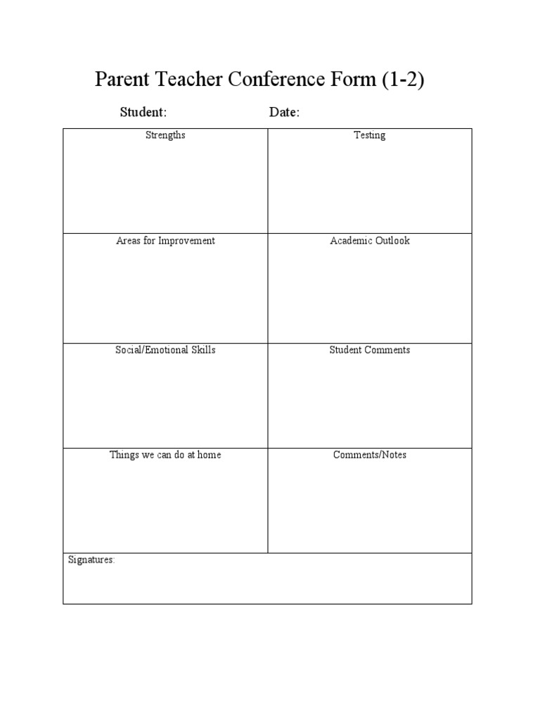 Parent Teacher Conference Form | PDF
