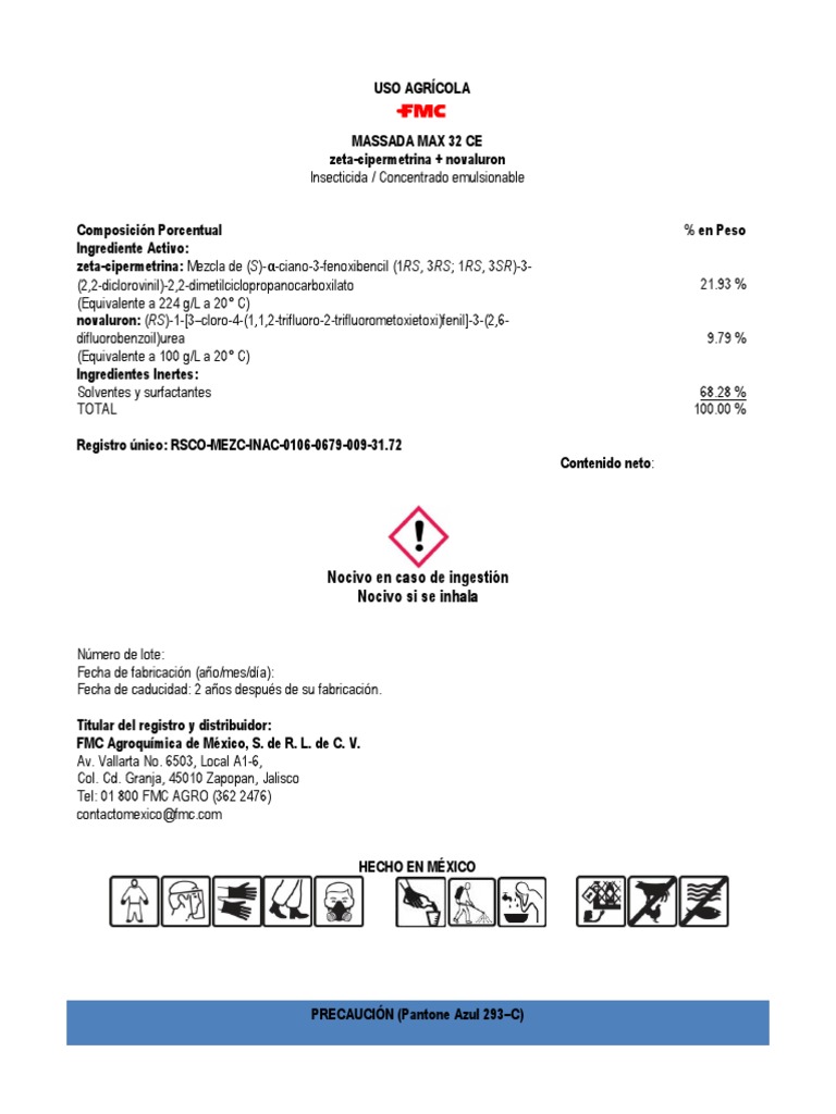 Massada Max 32 CE Ficha Técnica PDF | PDF | Pesticida | Agua