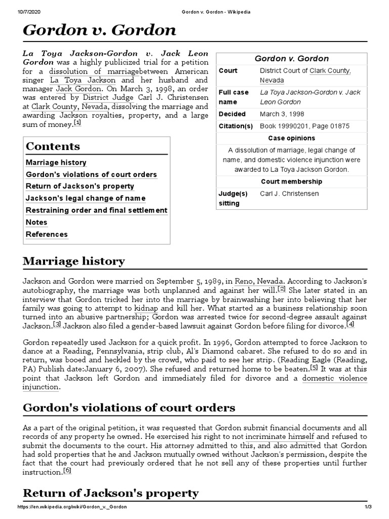 Gordon v. Gordon - Wikipedia PDF | PDF | Social Institutions | Social ...