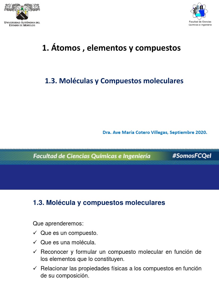 1.3 Molécula y Compuestos Moleculares | PDF | Compuestos químicos ...