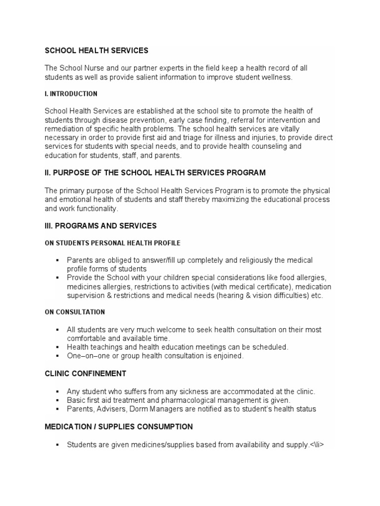 School Health Services | PDF | Health Care | Physician