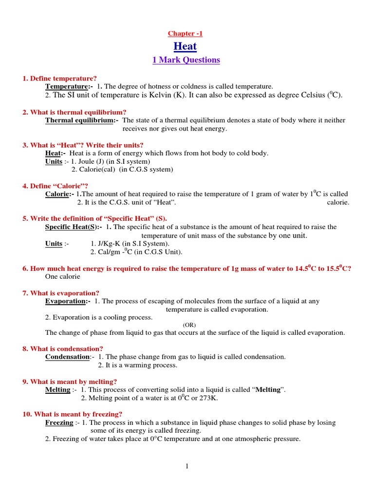 Heat and Temperature Concepts Explained | PDF | Evaporation | Chemical ...
