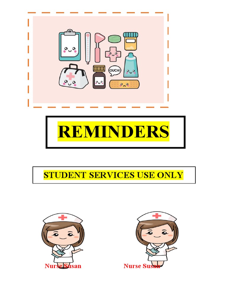 Reminders: Student Services Use Only | PDF