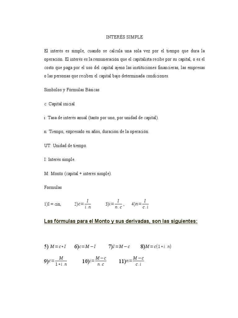 Interés Simple | PDF | Economias | Dinero