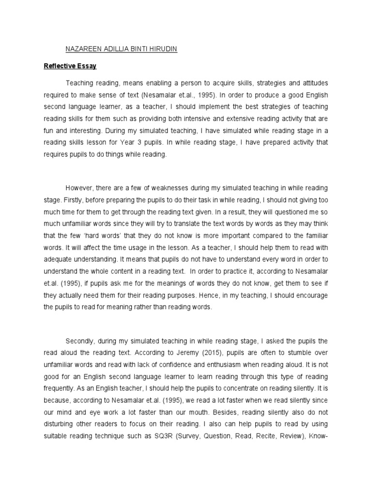 TSLB 3073 Reflective Essay Reading | PDF | English As A Second Or Foreign Language | Communication