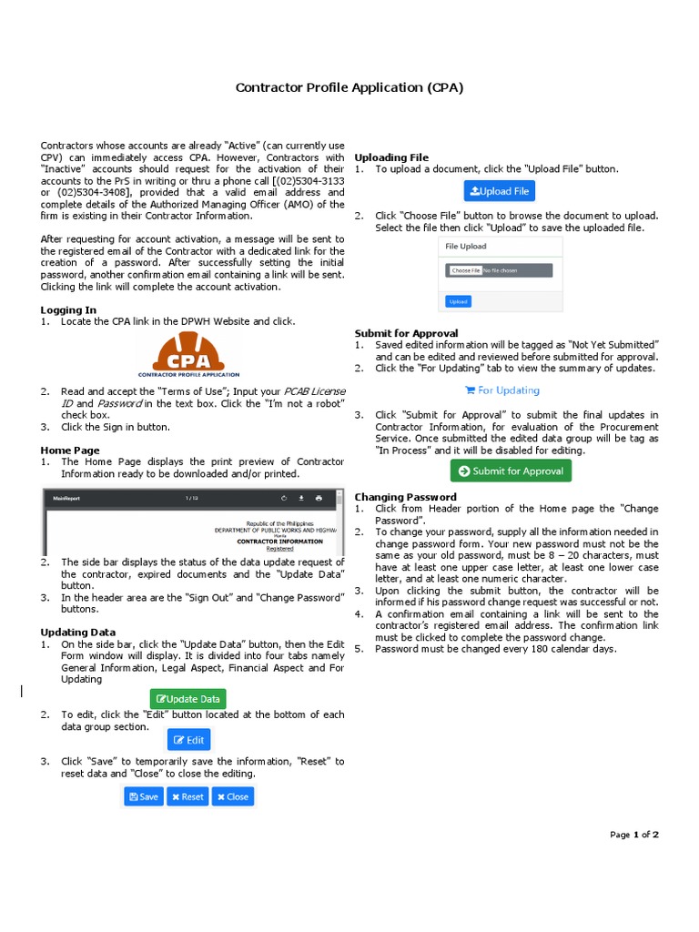 Contractor Profile Application Procedure | PDF | Password | Certified ...