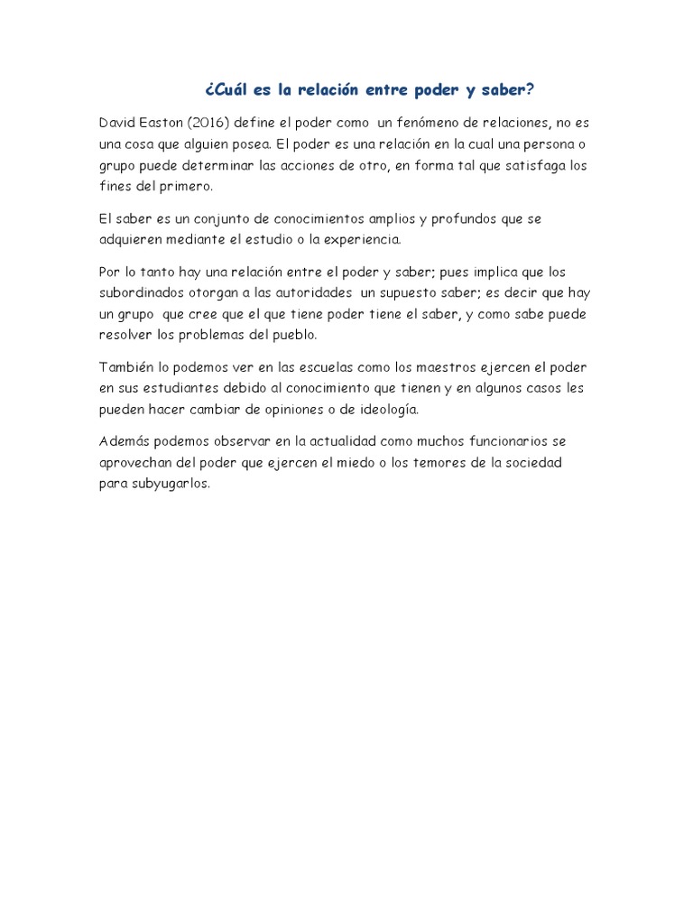Relación entre Poder y Saber | PDF | Crecimiento personal y profesional