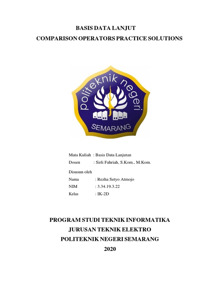 Basis Data Lanjut Comparison Operators Practice Solutions | PDF | Information Retrieval ...
