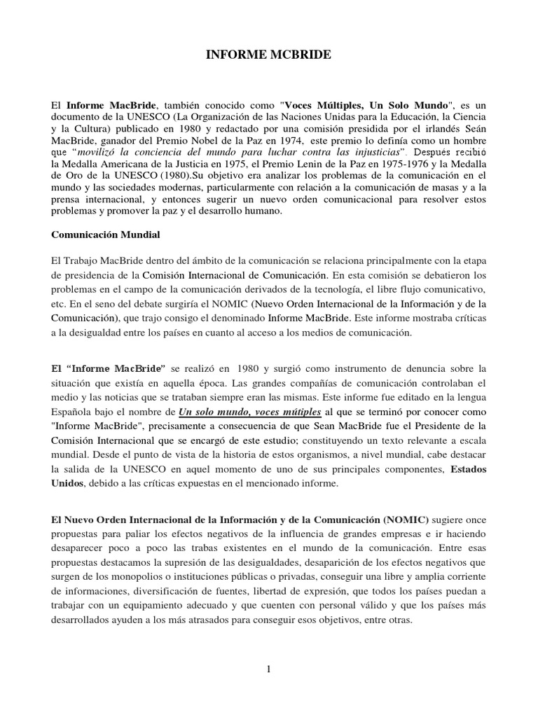 Informe McBride | PDF | Política | Esfera pública