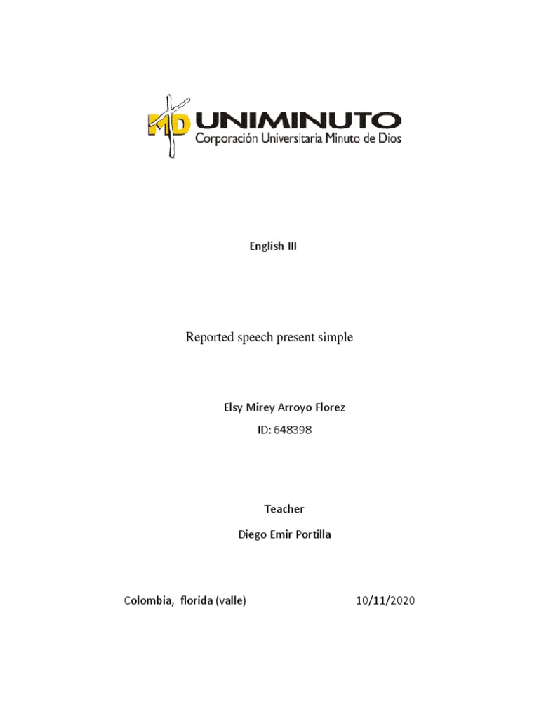 Reported Speech Present Simple. | PDF