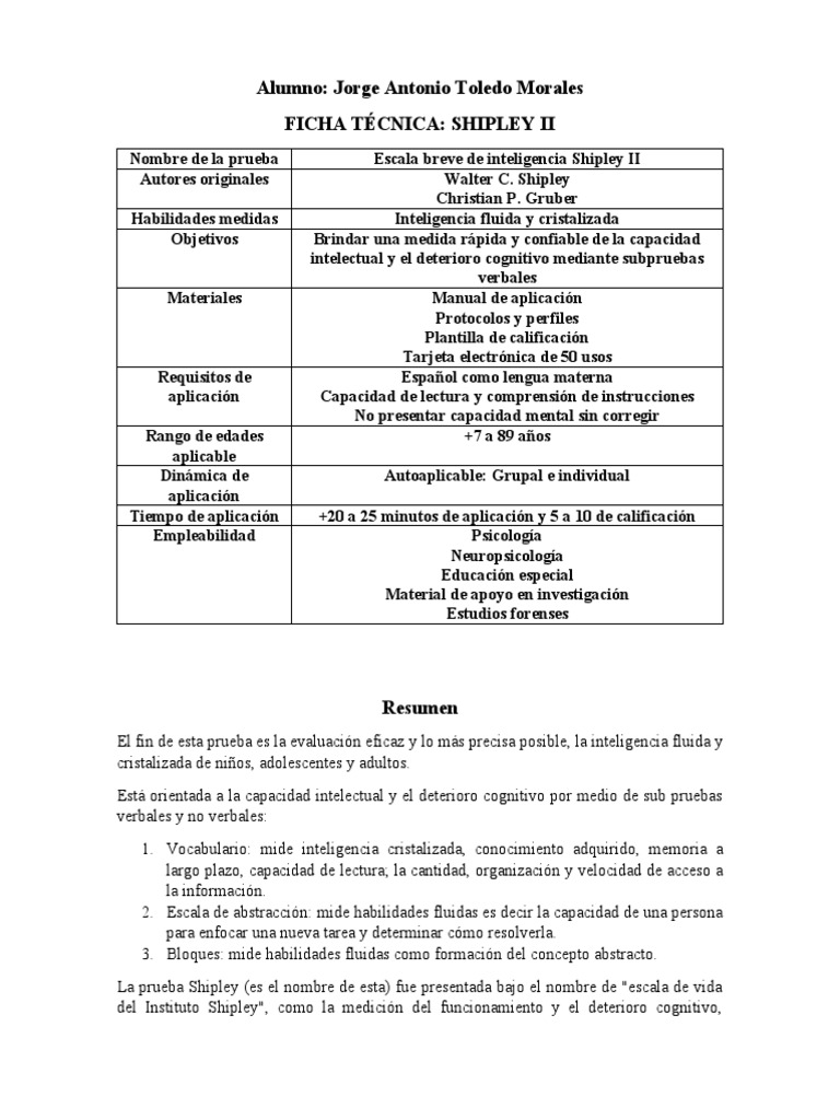 SHIPLEY | PDF | Inteligencia | Neurociencia
