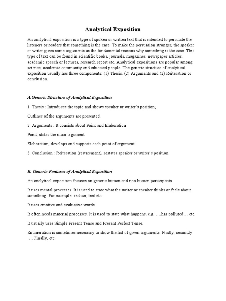 Neric Structure of Analytical Exposition | PDF | Language Arts ...