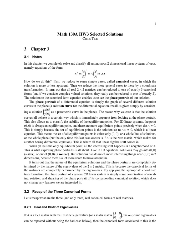 Repeated Eigenvalue Phase Portraits | PDF | Eigenvalues And Eigenvectors | Linear Algebra