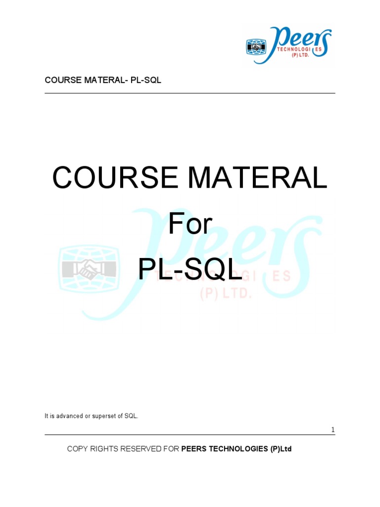 Course Materal-Pl-Sql | PDF | Pl/Sql | Sql