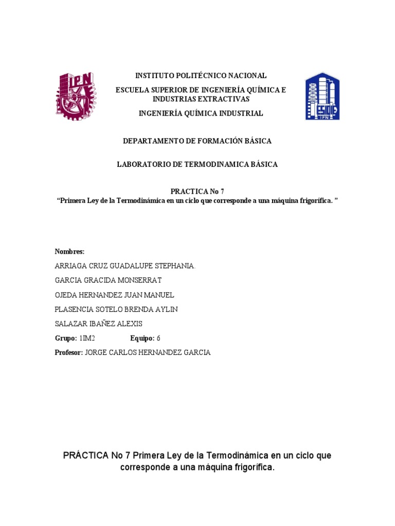 Practica 7 Termo | PDF | Temperatura | Termodinámica