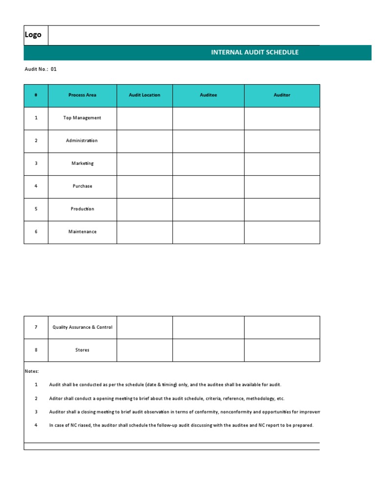 Internal Audit Schedule | PDF