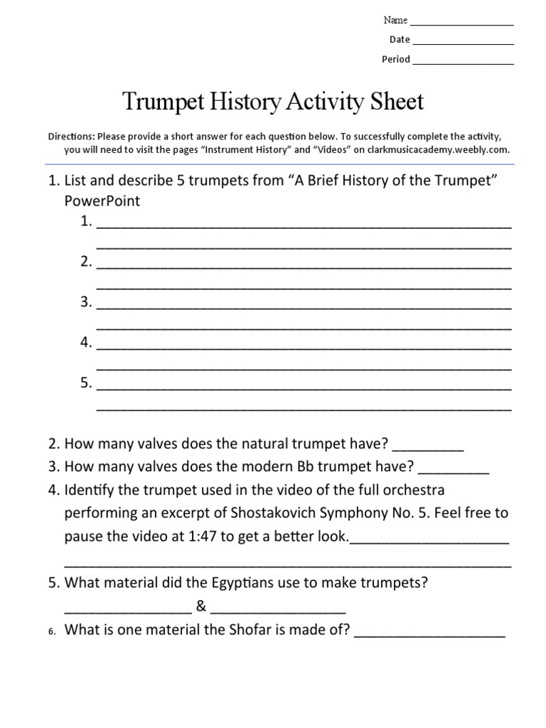 Trumpet Activity Sheet | PDF