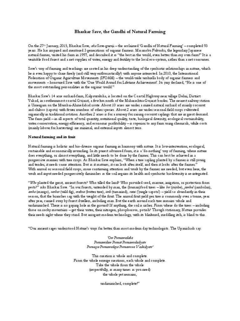 Bhaskar Save: Gandhi of Natural Farming | PDF | Mulch | Soil