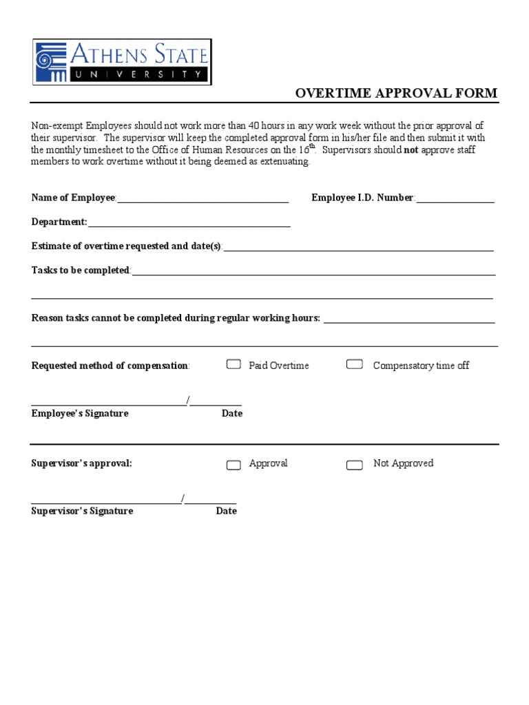 Form Overtime Approval | PDF