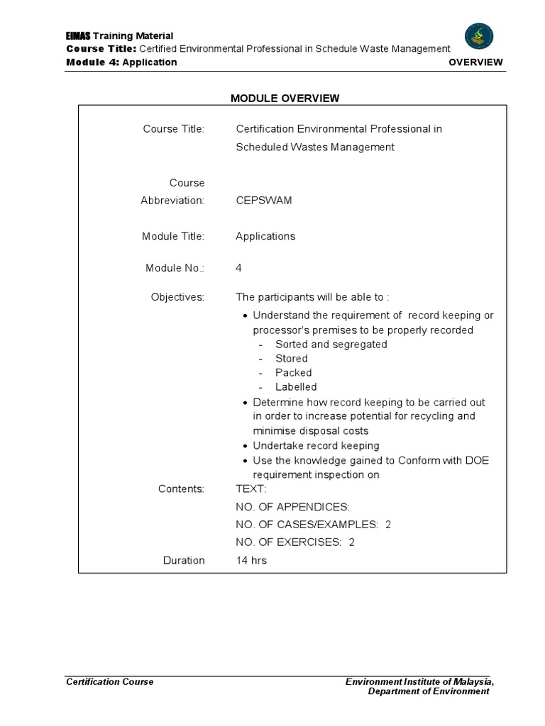 Module 4 - Cepswam PDF | PDF | Waste Management | Waste