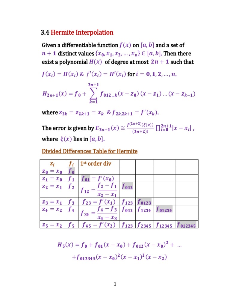 Hermite Interpolation Explained | PDF