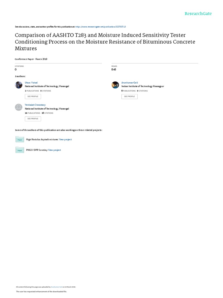 Aashto T 283 | PDF | Asphalt | Road Surface