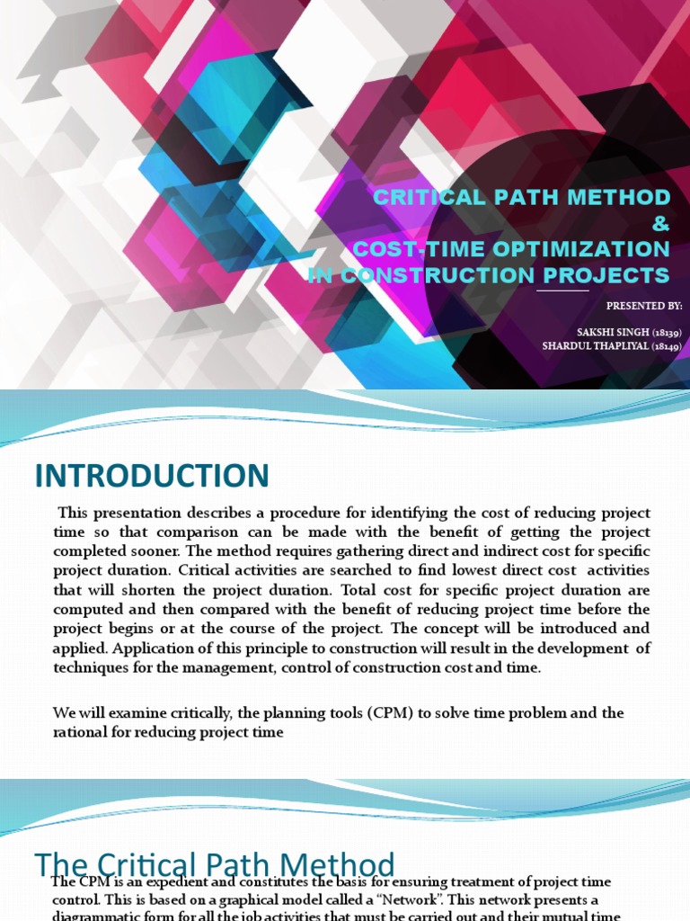 Critical Path Method & Cost-Time Optimization in Construction Projects ...