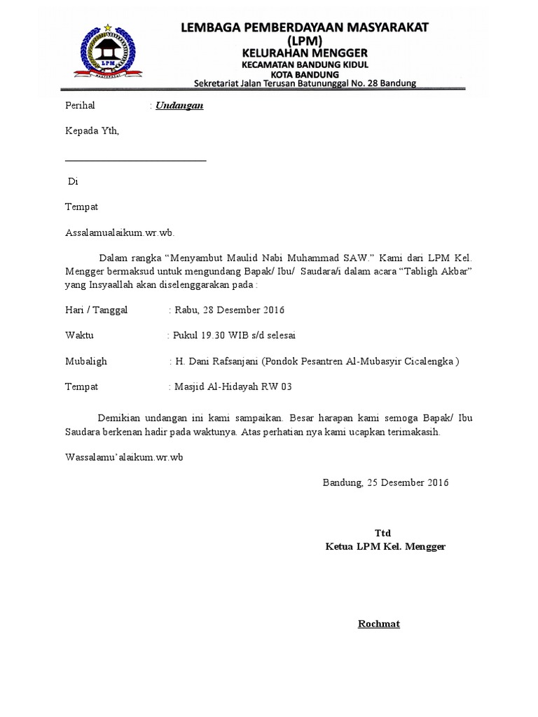 Undangan Tabligh Akbar LPM | PDF