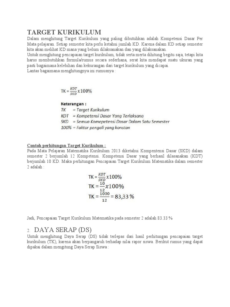 Cara MENGHITUNG TARGET KURIKULUM | PDF