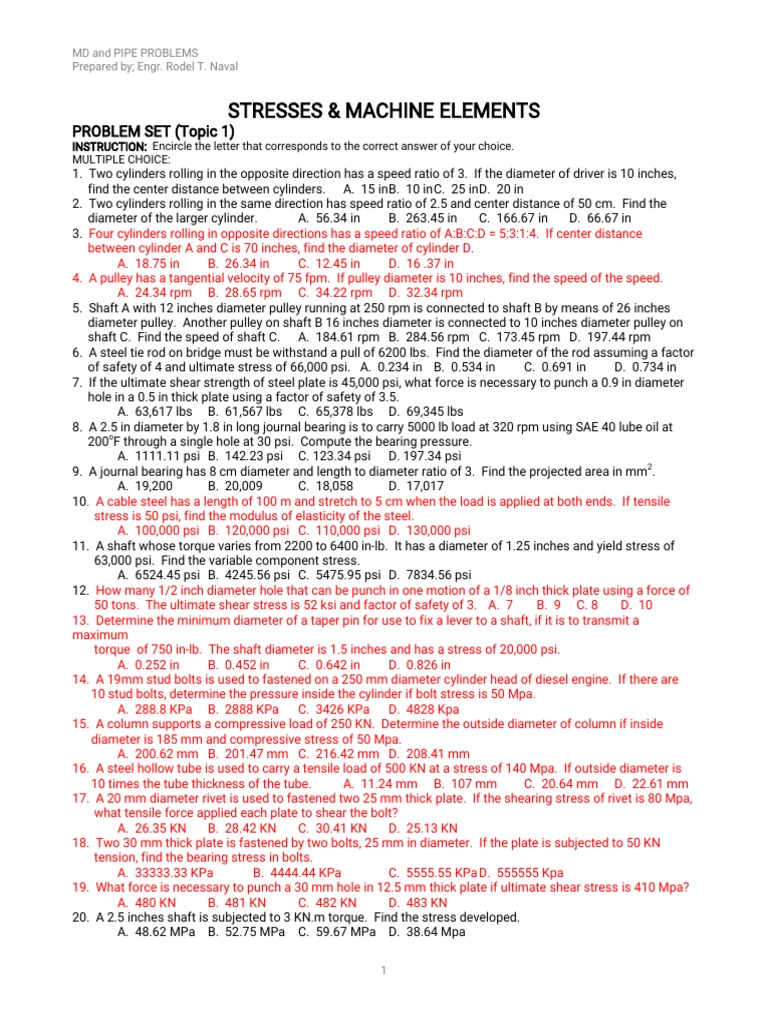 Machine Design Problems 1&2 Alcorcon | PDF