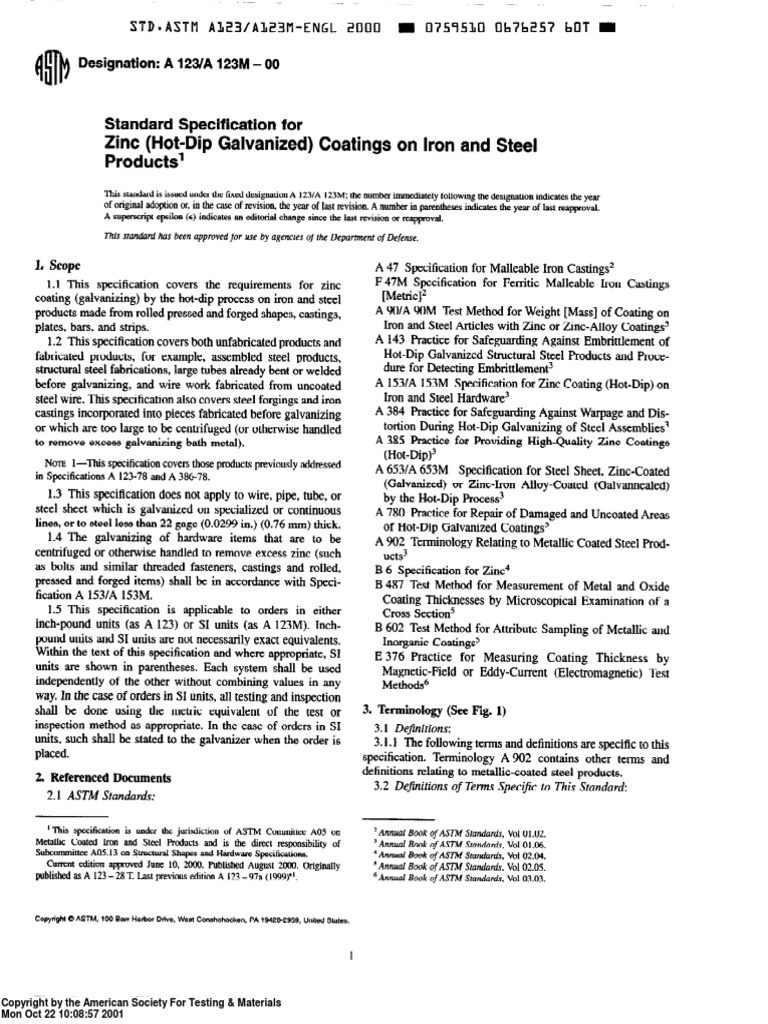 Astm A123 PDF | PDF