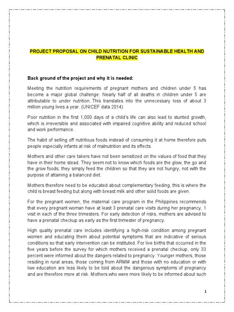 Project Proposal On Child Nutrition For Sustainable Health and Prenatal ...