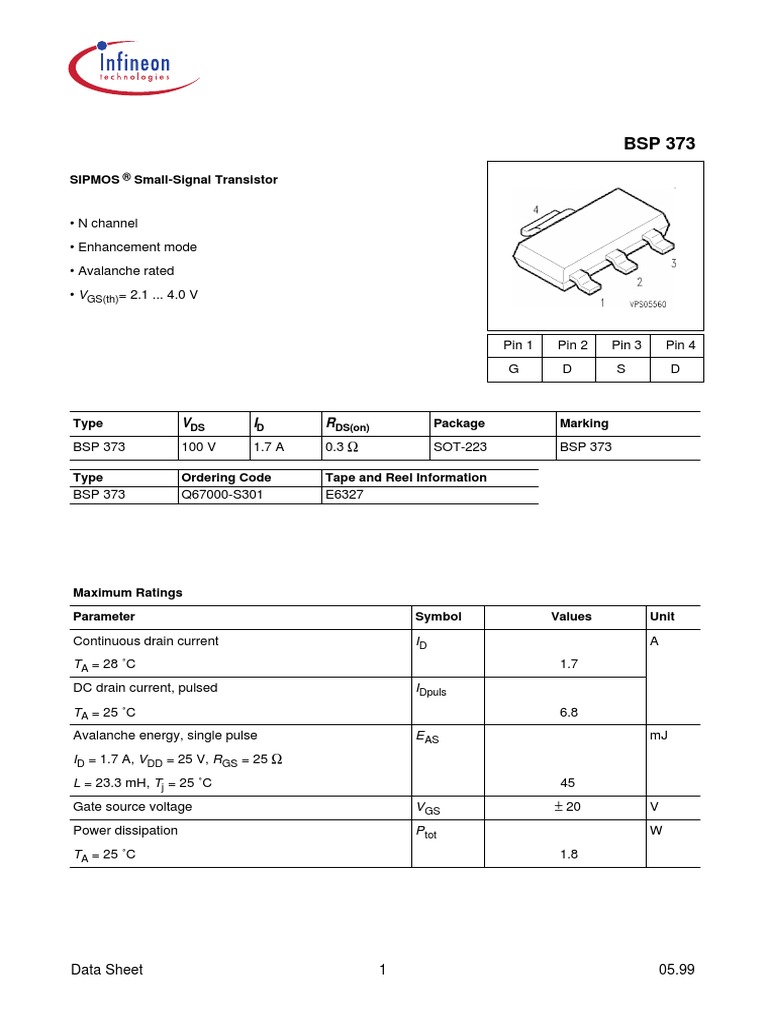 Sipmos Small-Signal Transistor: GS (TH) | PDF | Field Effect Transistor ...