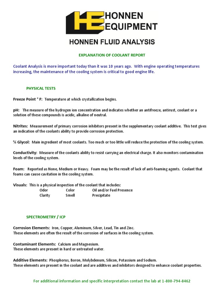 Explanation of Coolant Report | PDF