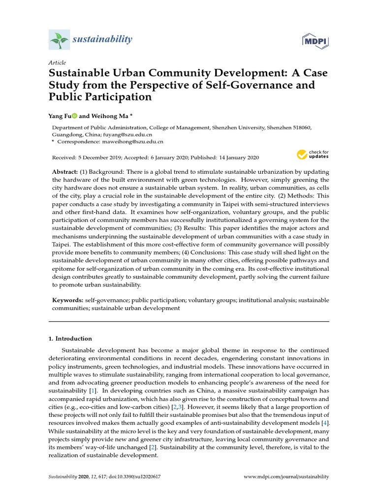 Sustainable Urban Community Development: A Case Study From The ...