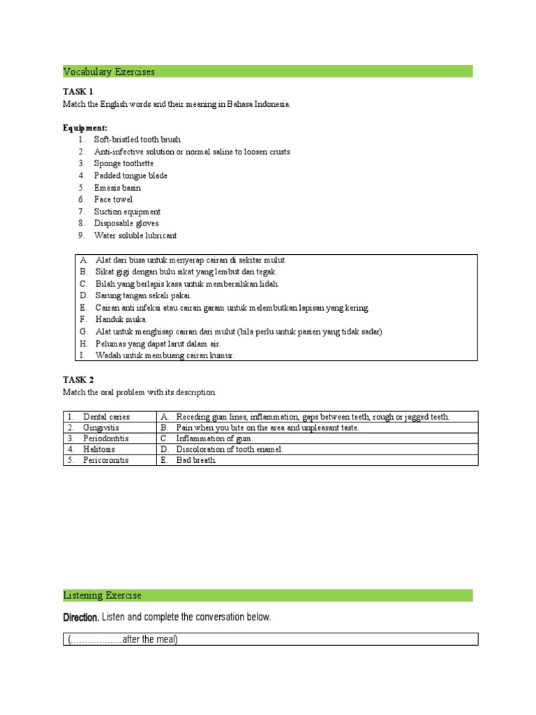 Vocabulary Exercises: Task 1 | PDF