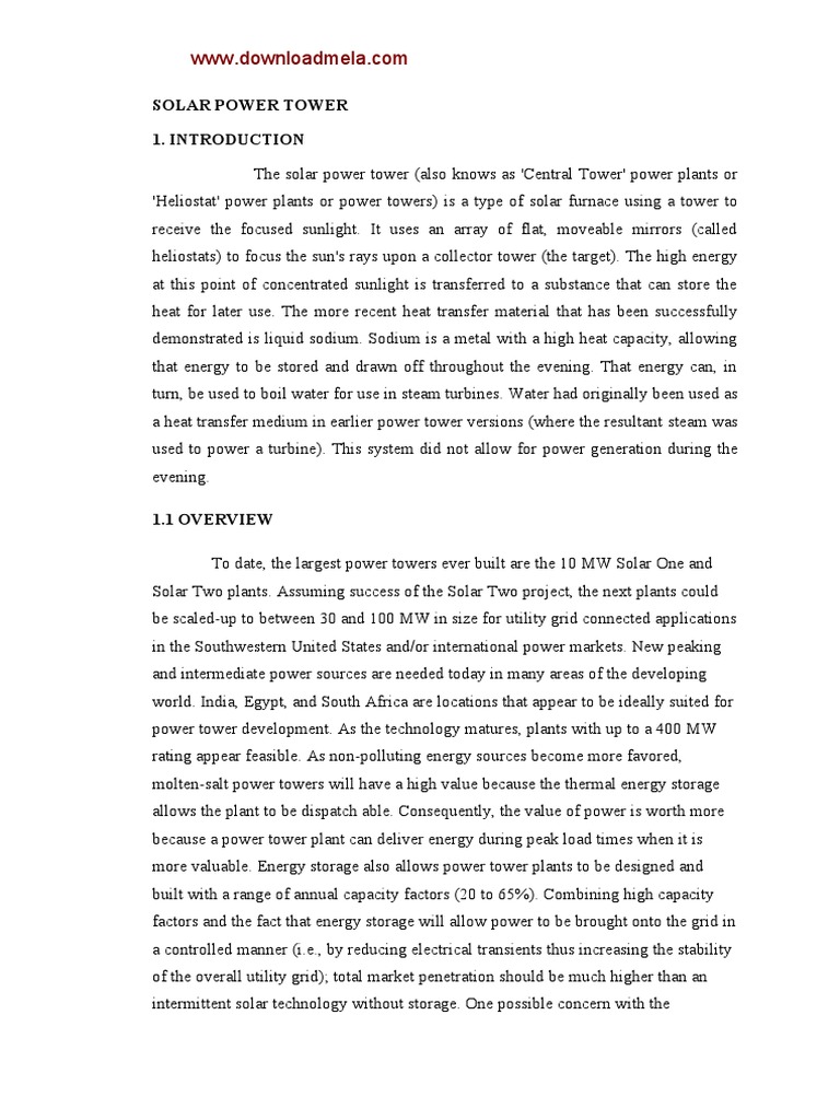 Solar Power Tower | PDF | Solar Energy | Solar Power