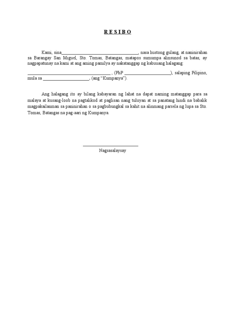 Acknowledgment Receipt Tagalog | PDF