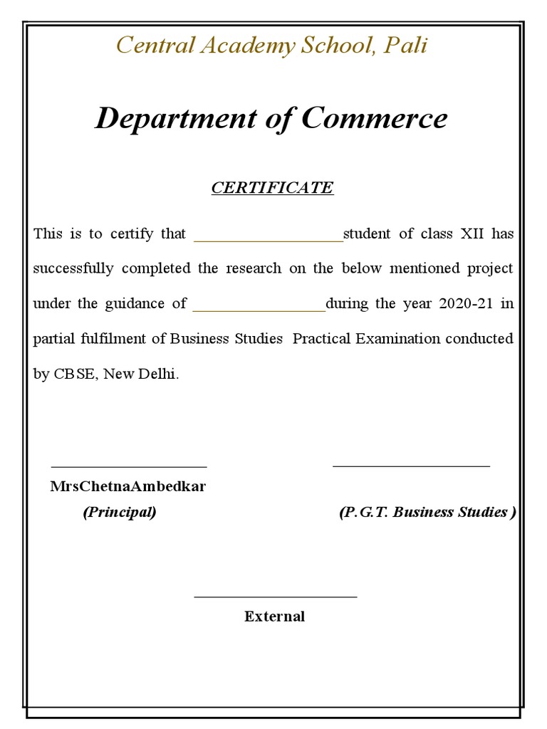 Business Studies Certificate | PDF | Business