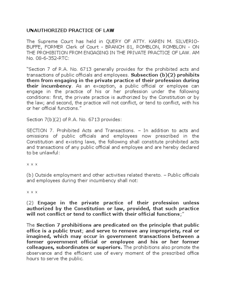 Unauthorized Practice | PDF | Practice Of Law | Lawyer