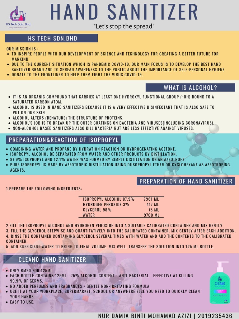 Hand Sanitizer - Poster | PDF | Ethanol | Disinfectant