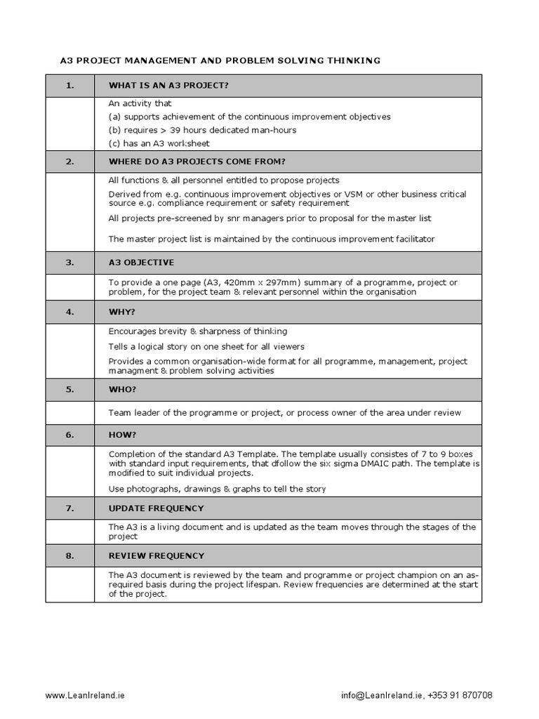 A3 Project Management Overview | PDF | Brainstorming | Business
