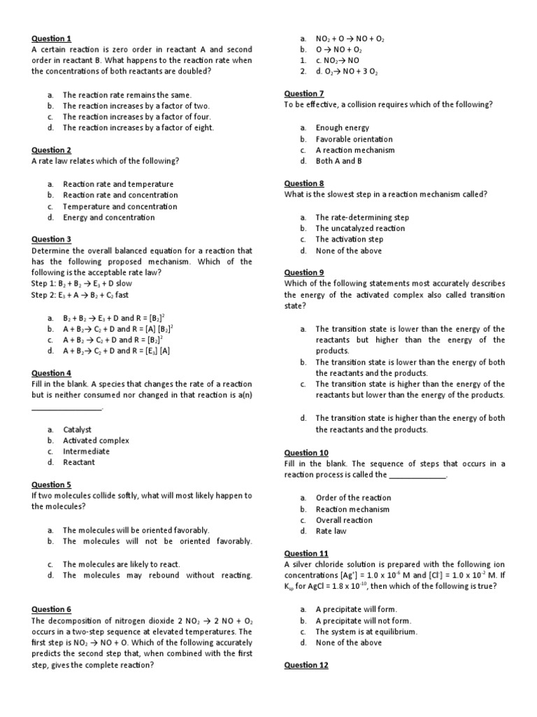 Inorganic Chemistry I (100 Items) | PDF | Reaction Rate | Radioactive Decay