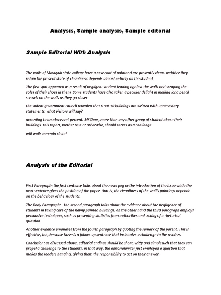 Analysis, Sample Analysis, Sample Editorial Sample Editorial With ...