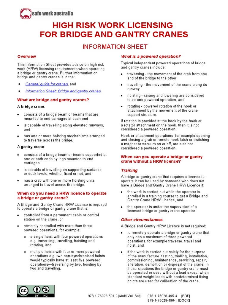 Bridge and Gantry Crane HRWL Information Sheet | PDF | Crane (Machine ...