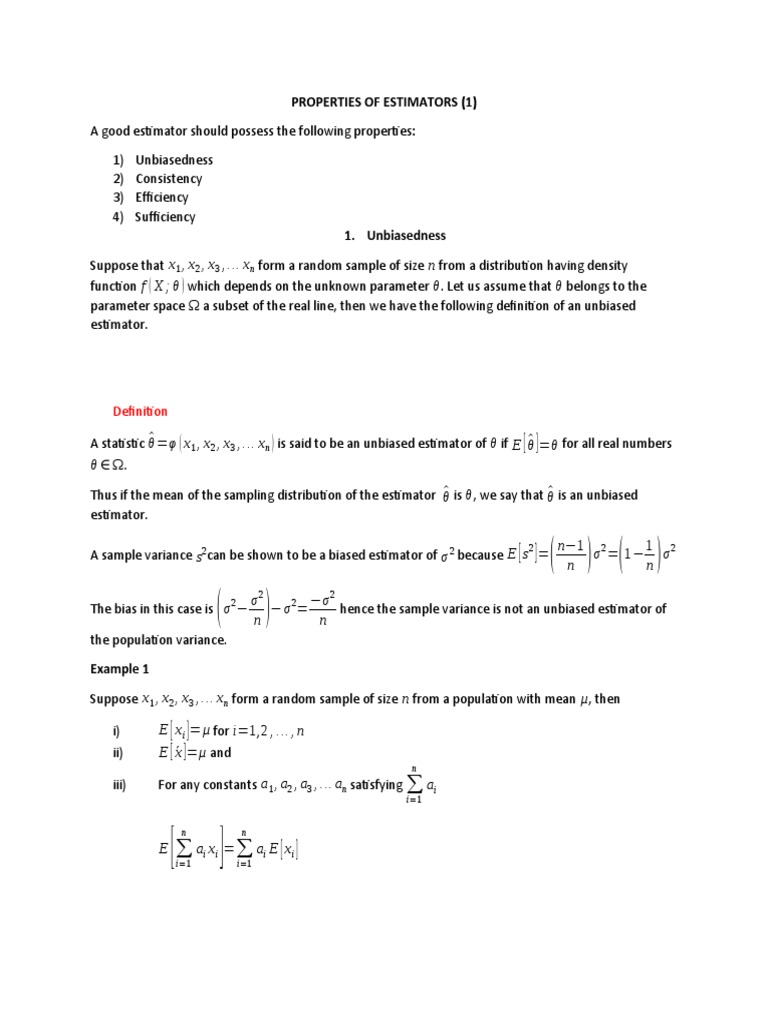 Topic 2a Theory Of Estimation Pdf Bias Of An Estimator Estimator