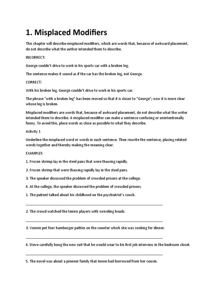 Misplaced Modifiers | PDF